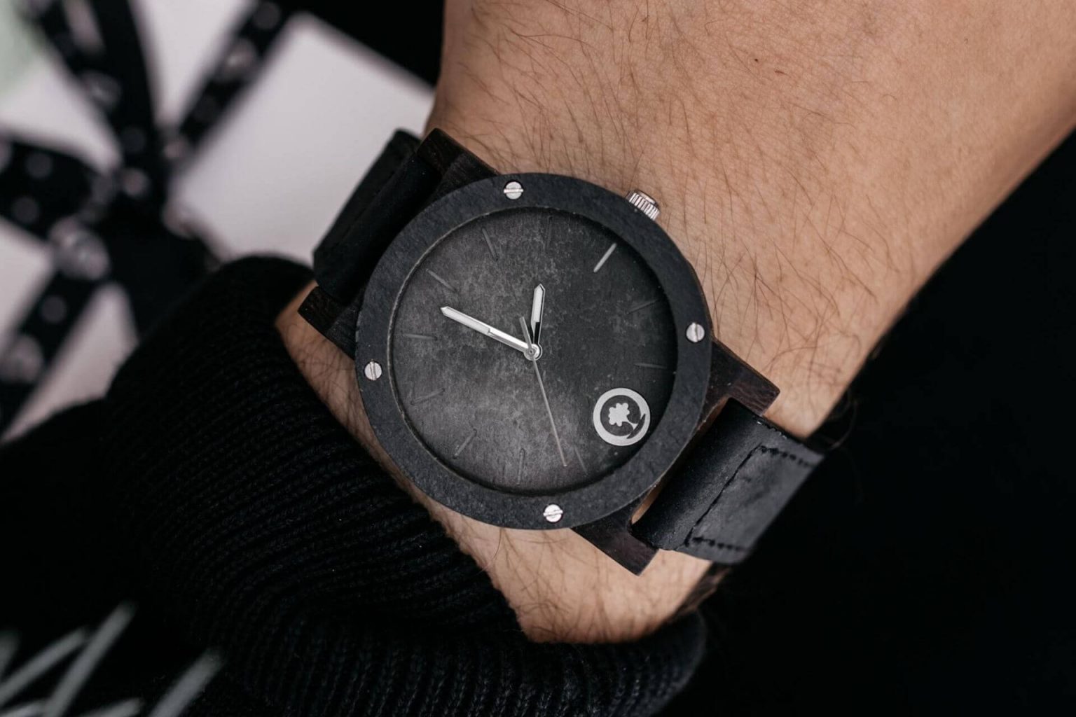 Wood & Stone Watch - Raw Series - Double Stone - Ebony - Plantwear